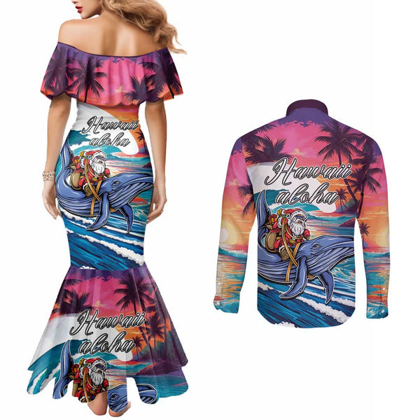 Hawaiian Mele Kalikimaka Couples Matching Mermaid Dress and Long Sleeve ...