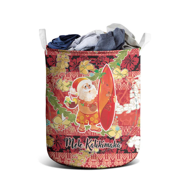 Hawaii Santa Mele Kalikimaka Laundry Basket Tropical Puakenikeni Lei ...