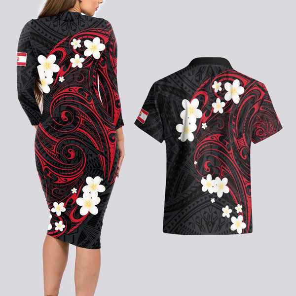 French Polynesia Tiare Day Couples Matching Long Sleeve Bodycon Dress ...