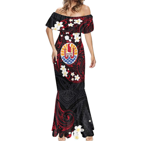 French Polynesia Tiare Day Mermaid Dress Seal and Polynesian Pattern LT03