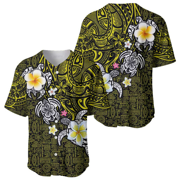 Hawaiian Turtle and Plumeria Baseball Jersey Polynesian Tattoo and ...