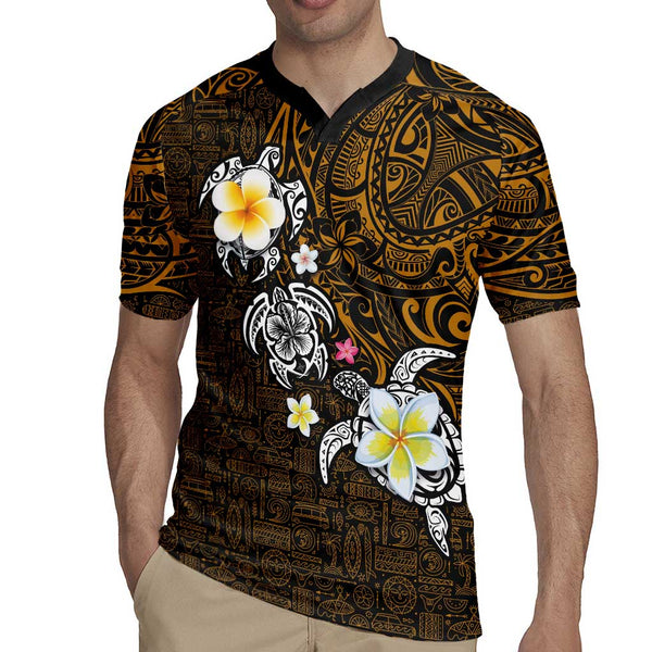 Hawaiian Turtle and Plumeria Rugby Jersey Polynesian Tattoo and Tribal ...
