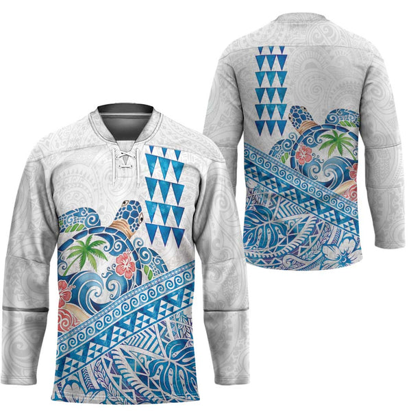 Hawaiian Abstract Sea Turtle Hockey Jersey Polynesian Tapa Art and ...