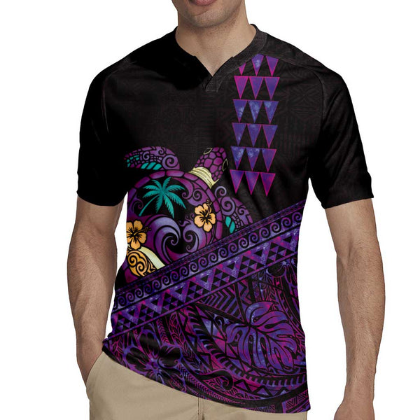 Hawaiian Abstract Sea Turtle Rugby Jersey Polynesian Tapa Art and Kakau ...