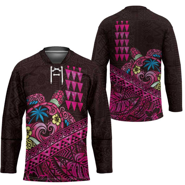 Hawaiian Abstract Sea Turtle Hockey Jersey Polynesian Tapa Art and ...