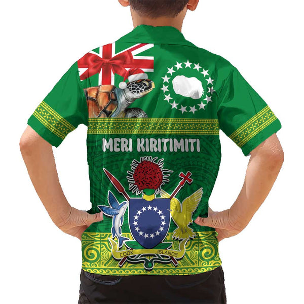 Cook Islands Meri Kiritimiti Kid Hawaiian Shirt Christmas Turtle ...