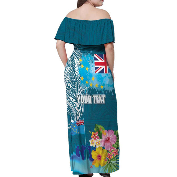 Personalised Tuvalu Independence Day Off Shoulder Maxi Dress Tuvaluan ...