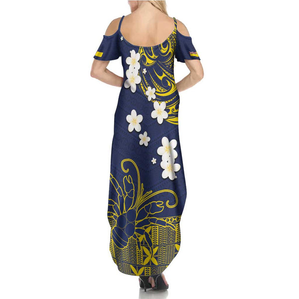 Niue Independence Day Summer Maxi Dress Hiapo Pattern Fiti Pua and Uga LT03