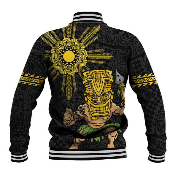 Hawaii and Philippines Together Baseball Jacket Warrior Tiki Mask and ...