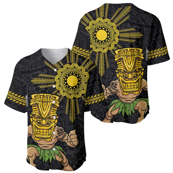 Hawaii and Philippines Together Baseball Jersey Warrior Tiki Mask and ...