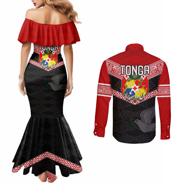 Tonga Couples Matching Mermaid Dress and Long Sleeve Button Shirts ...
