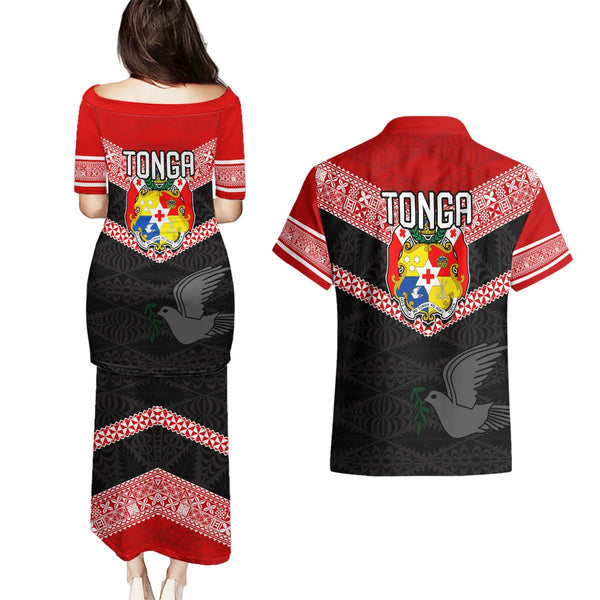 Tonga Couples Matching Puletasi Dress and Hawaiian Shirt Tonga Coat of ...
