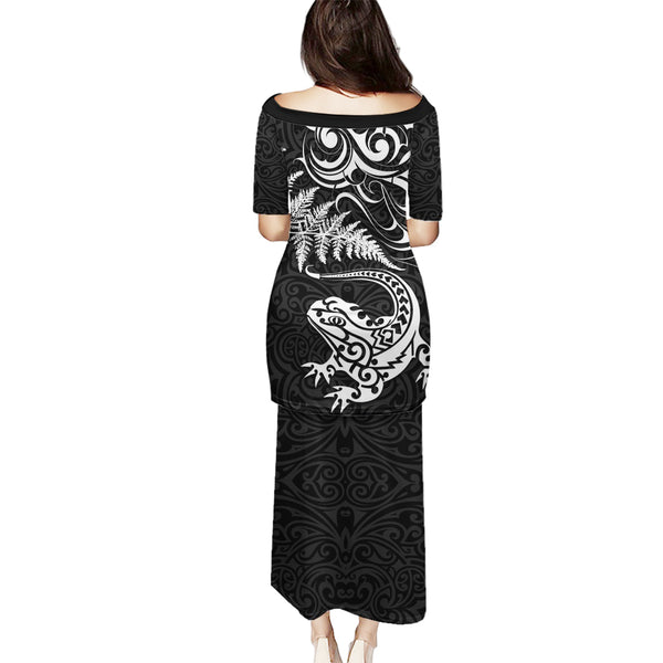 New Zealand Tuatara Tribal Tattoo Puletasi Silver Fern and Maori ...