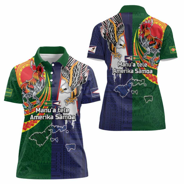 Manuʻa Islands and American Samoa Together Women Polo Shirt Rooster and ...