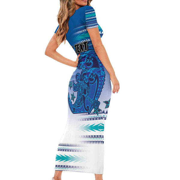 Personalised Cook Islands Va'a Race Short Sleeve Bodycon Dress Te Tatau ...