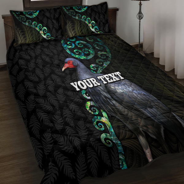Custom Pukeko New Zealand Quilt Bed Set Koru Papua Shell with Silver ...