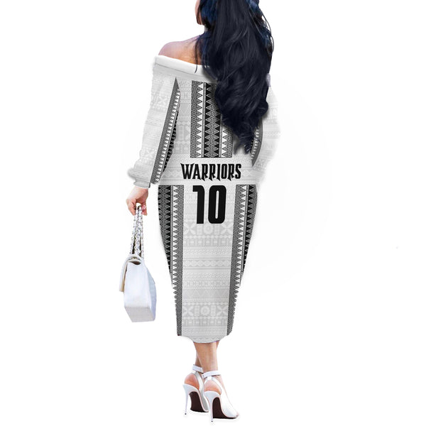 Fiji Rugby Warriors Off The Shoulder Long Sleeve Dress Masi Tribal ...