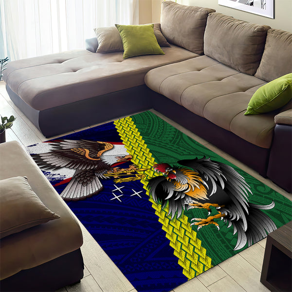 Manu'a Island and American Samoa Area Rug Rooster and Eagle Mascot LT03