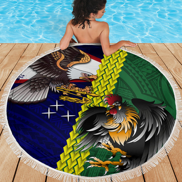 Manu'a Island and American Samoa Beach Blanket Rooster and Eagle Mascot ...