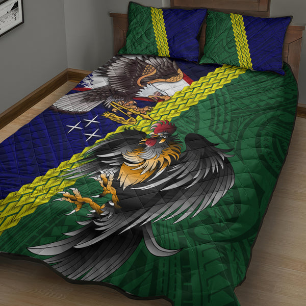 Manu'a Island and American Samoa Quilt Bed Set Rooster and Eagle Mascot ...