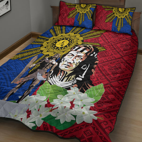 Philippines Lapu-Lapu Quilt Bed Set Filipino Sun Tattoo With Yakan ...