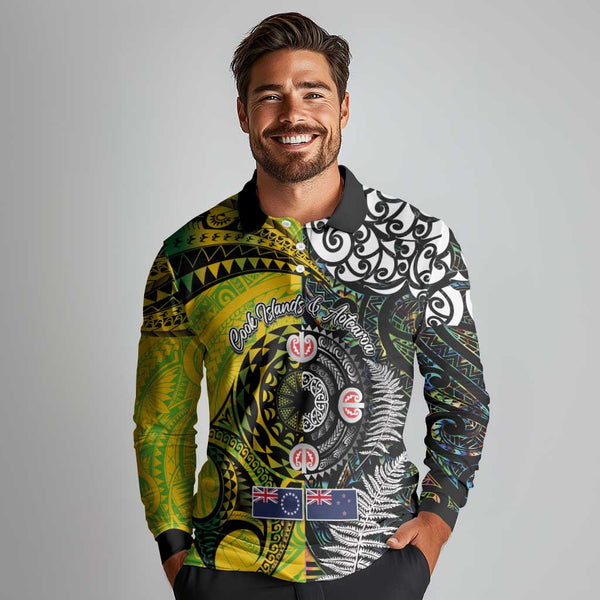 New Zealand and Cook Islands Together Long Sleeve Polo Shirt Tatau Art ...
