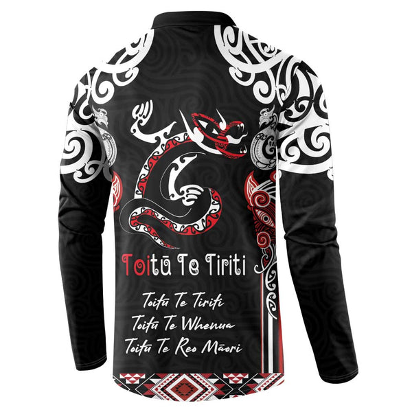 Aotearoa Toitu Te Tiriti-Maori Taniwha Button Sweatshirt Toitu Te ...