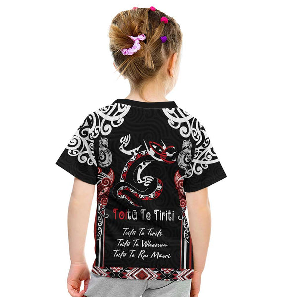 Aotearoa Toitu Te Tiriti-Maori Taniwha Kid T Shirt Toitu Te Whenua ...