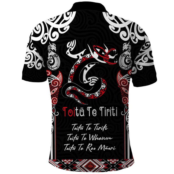 Aotearoa Toitu Te Tiriti-Maori Taniwha Polo Shirt Toitu Te Whenua Toitu ...
