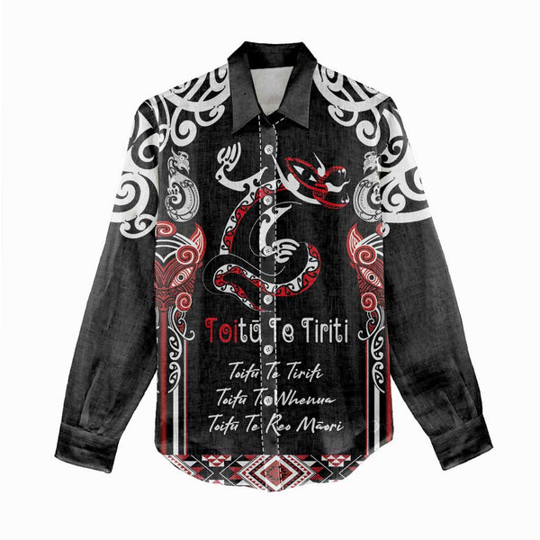 Aotearoa Toitu Te Tiriti-Maori Taniwha Women Casual Shirt Toitu Te ...