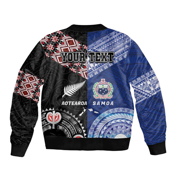 Personalised Aotearoa and Samoa Together Bomber Jacket Tatau Art ...