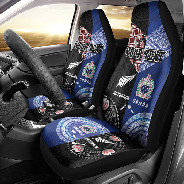 Personalised Aotearoa And Samoa Together Car Seat Cover Tatau Art