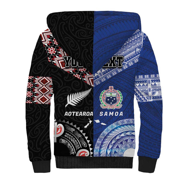 Personalised Aotearoa and Samoa Together Sherpa Hoodie Tatau Art ...