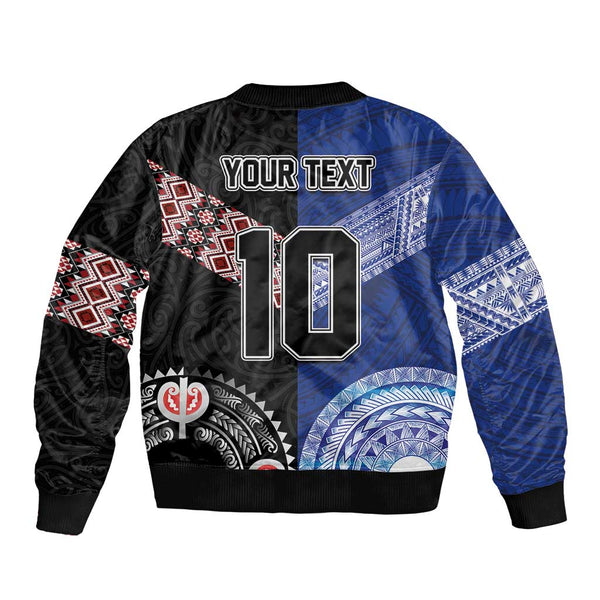 Custom Aotearoa and Samoa Rugby Bomber Jacket Maori Warrior and Teuila ...