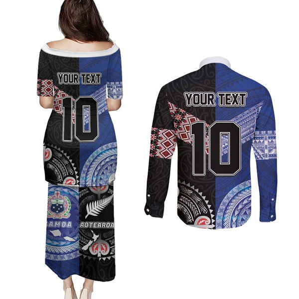 Custom Aotearoa and Samoa Rugby Couples Matching Puletasi and Long ...