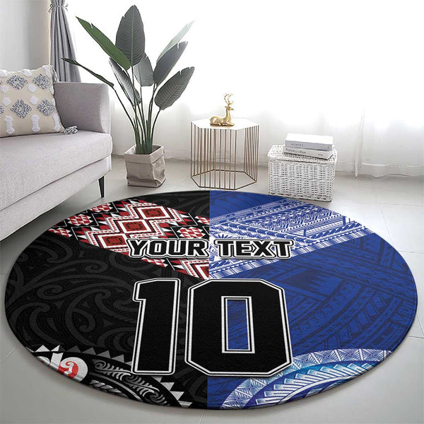 Custom Aotearoa and Samoa Rugby Round Carpet Maori Warrior and Teuila ...