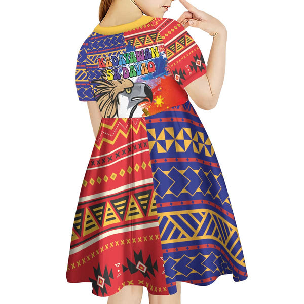 Philippines Kadayawan Kid Short Sleeve Dress Filipino Eagle Durian with ...