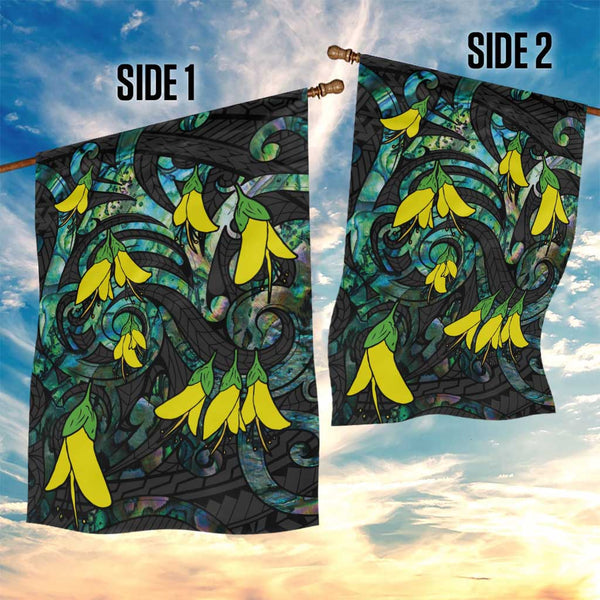 New Zealand Kowhai Flowers Garden Flag Maori Koru Pattern With Paua ...