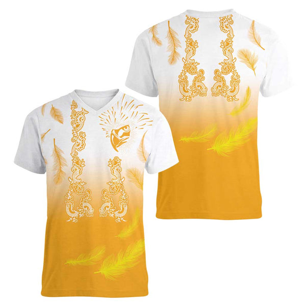Philippines National Costume Style Women V-Neck T-Shirt Barong Tagalog ...
