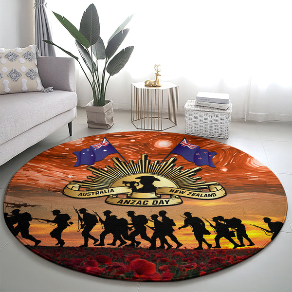 The Rising Sun Badge ANZAC Round Carpet Last Post Field of Poppy Starry ...