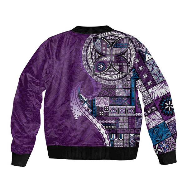 Samoan Siapo Art Tattoo Polynesian Pattern Bomber Jacket Purple Color LT03