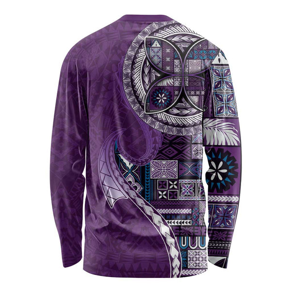 Samoan Siapo Art Tattoo Polynesian Pattern Long Sleeve Shirt Purple ...