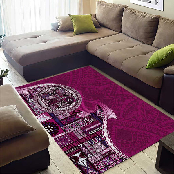 Samoan Siapo Art Tattoo Polynesian Pattern Area Rug Pink Color LT03