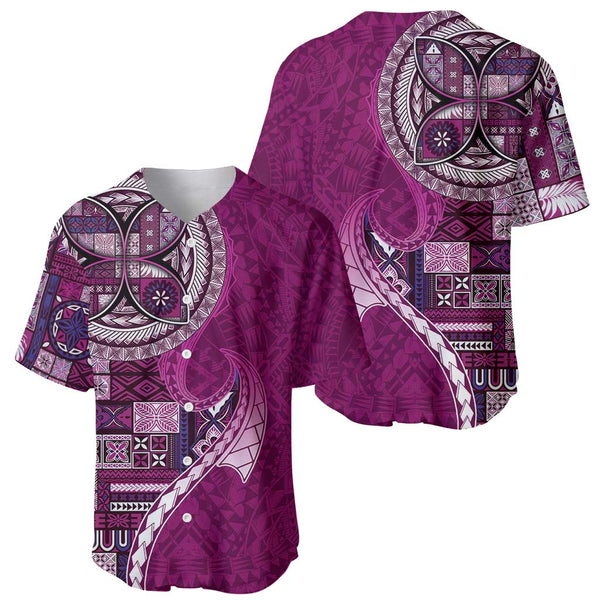 Samoan Siapo Art Tattoo Polynesian Pattern Baseball Jersey Pink Color LT03