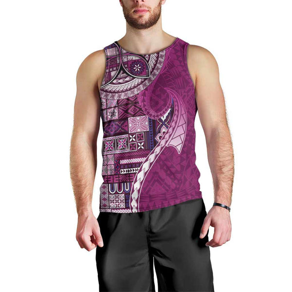 Samoan Siapo Art Tattoo Polynesian Pattern Men Tank Top Pink Color LT03
