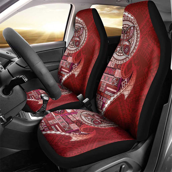 Samoan Siapo Art Tattoo Polynesian Pattern Car Seat Cover Red Color LT03