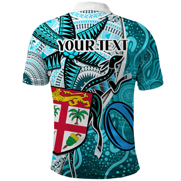 Personalised Fiji Australia Rugby Polo Shirt Kangaroo and Palm Tree ...