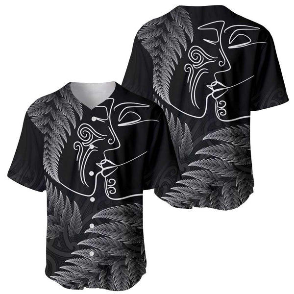 New Zealand Valentine's Day Baseball Jersey Silver Fern and Line Art ...