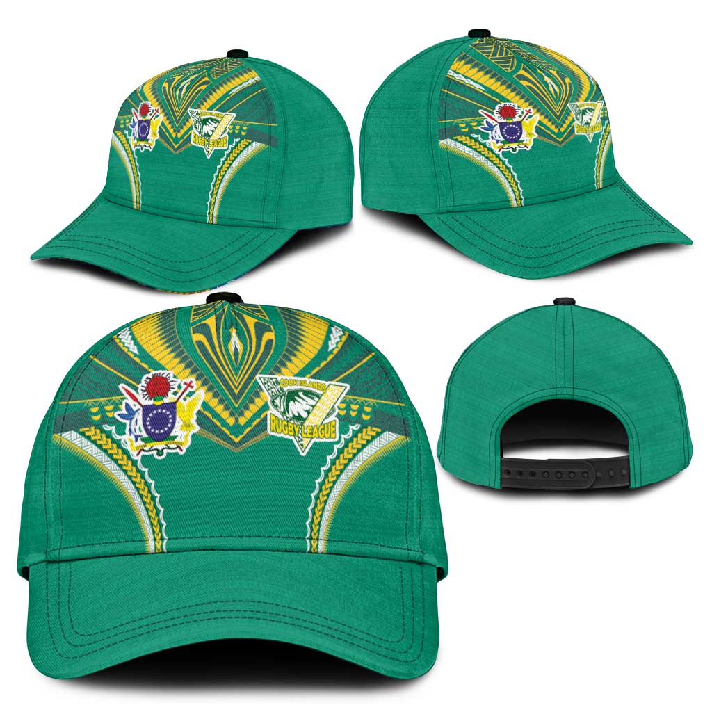 Cook Islands Rugby Classic Cap Tatau Art Sport Style Green Color LT03