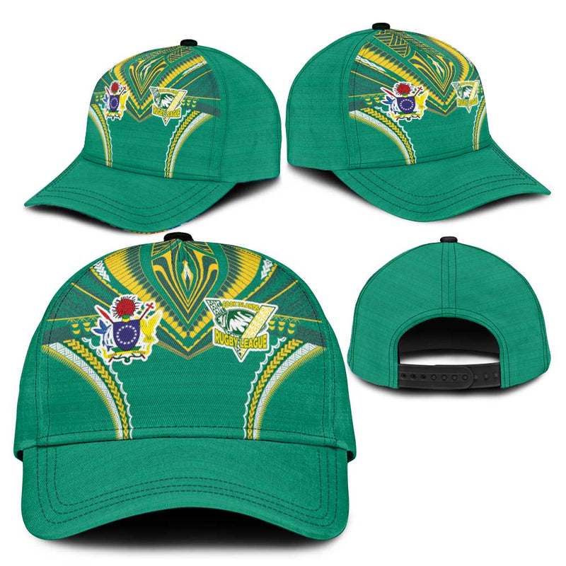 Cook Islands Rugby Classic Cap Tatau Art Sport Style Green Color LT03
